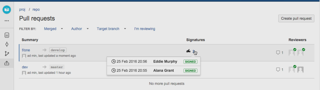 PR overview signatures - Atlassian Apps for Efficient Teams